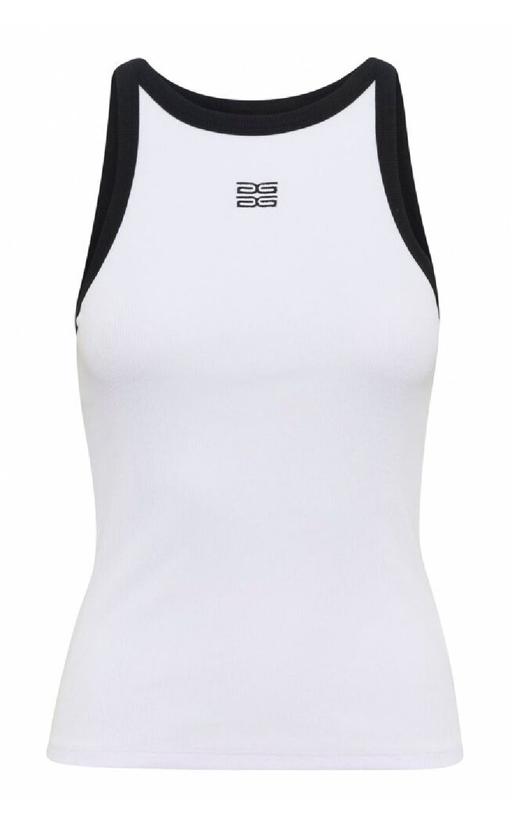 Gestuz Top - Drew Contrast Logo - Bright White | Hurtig levering | Fashionbystrand