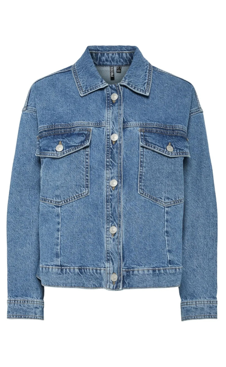 Pieces Jakke - Elma - Medium Blue Denim | Hurtig levering | Fashionbystrand