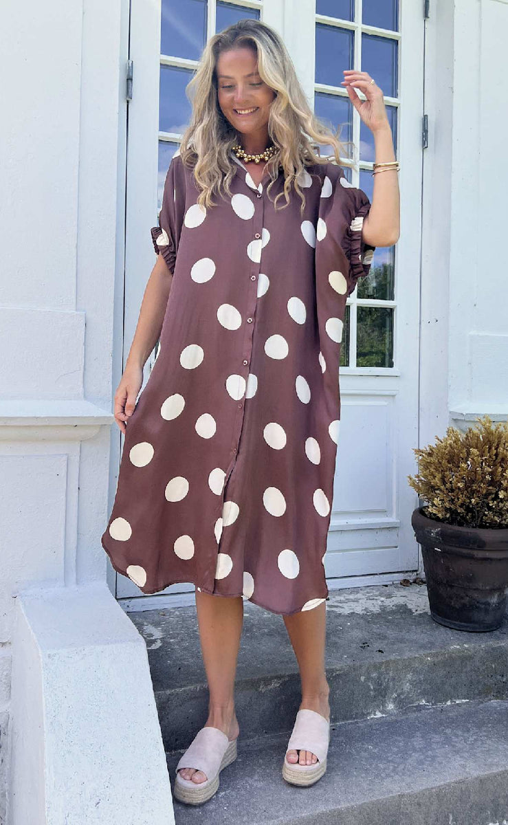 Black Colour Kjole - Mabel - Mocca Dot | Hurtig levering | Fashionbystrand