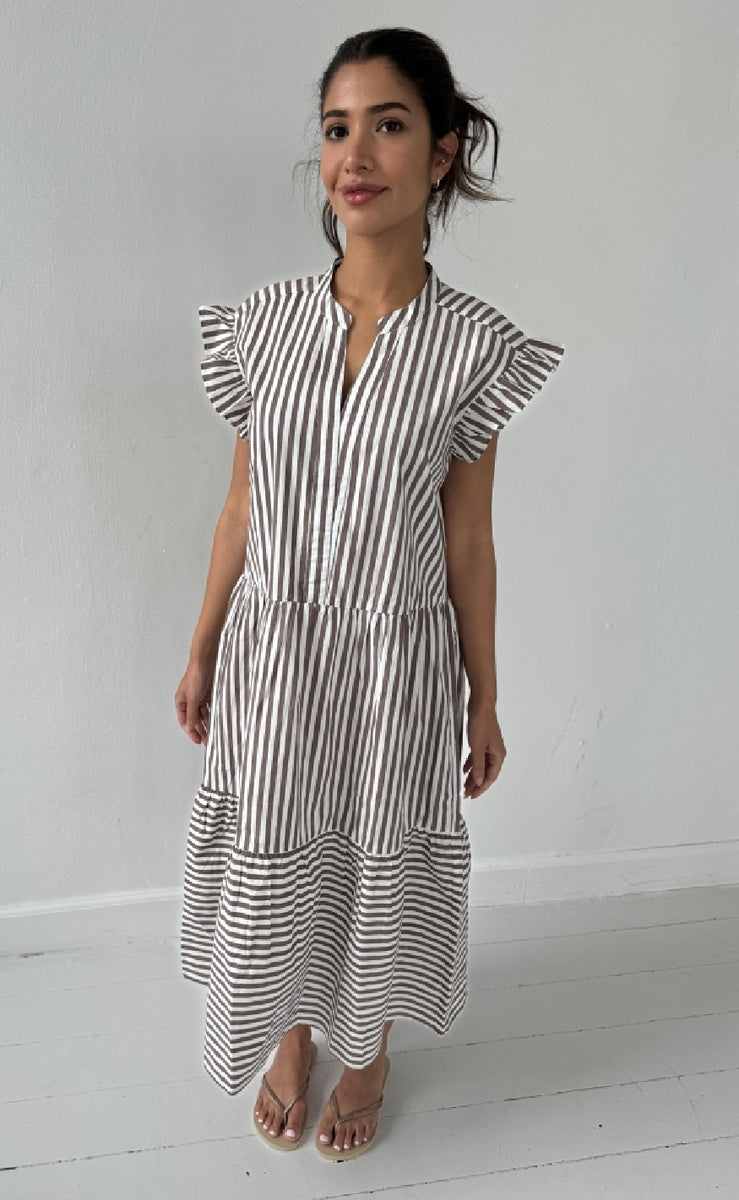 Continue Kjole - Bea - Brown Stripe | Hurtig levering | Fashionbystrand