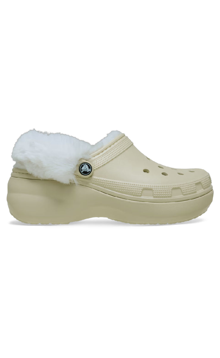 Crocs Træsko - Classic Platform Fuzz Lined - Bone | Hurtig levering ...