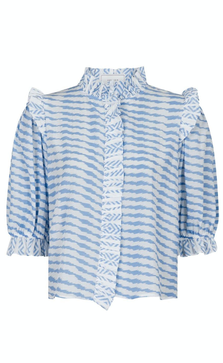 Neo Noir Bluse - Chacha Graphic - Light Blue | Hurtig levering ...