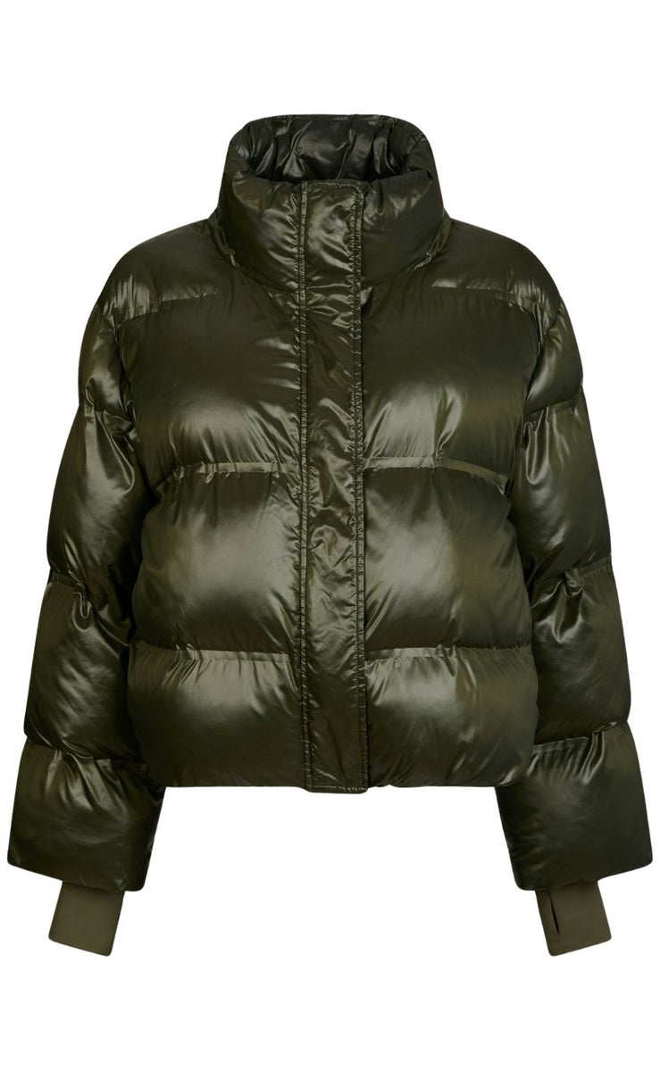 Neo Noir Jakke - Rhea Shiny Puffer - Olive | Hurtig levering ...