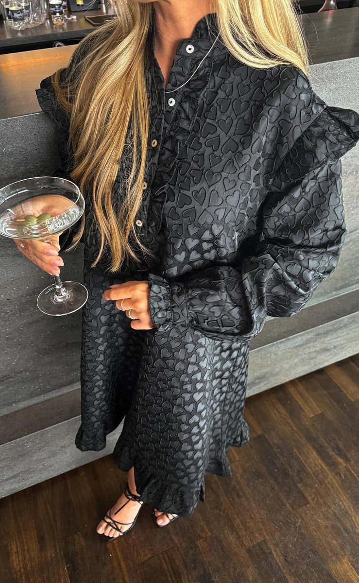 Noella Kjole - Reno Ruby Ruffle - Black Heart | Hurtig levering ...