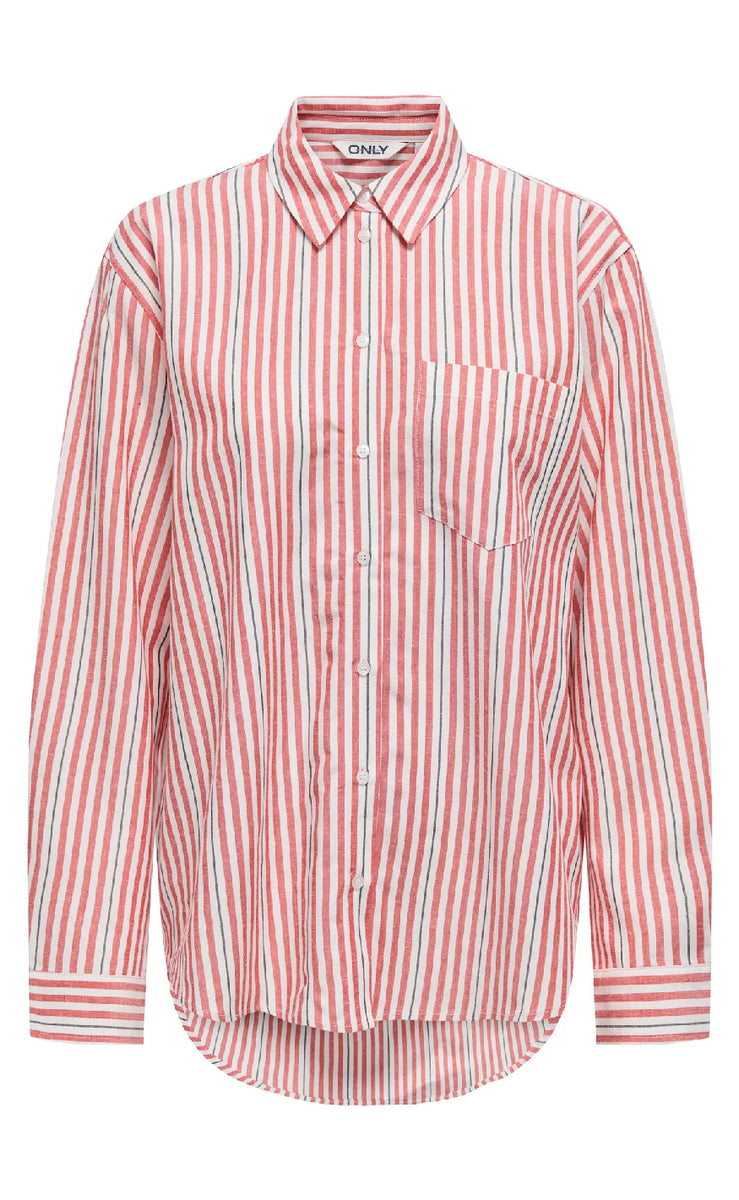 ONLY Skjorte - Windy Life - Cloud Dancer w. High Risk Red/Black ...