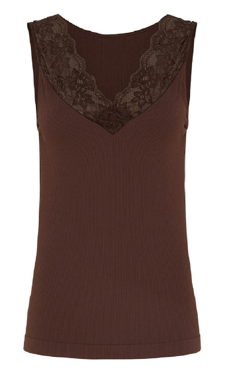Tim & Simonsen Top - Belen V-Lace - Cioccolato (vendbar) | Hurtig ...